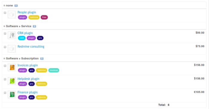 List view | RedmineUP Help | Products plugin documentation